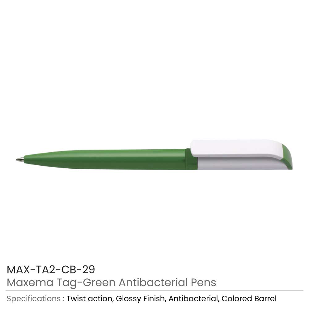 Tag Green Anti-Bacterial Pens | Promo Pens in Dubai, UAE